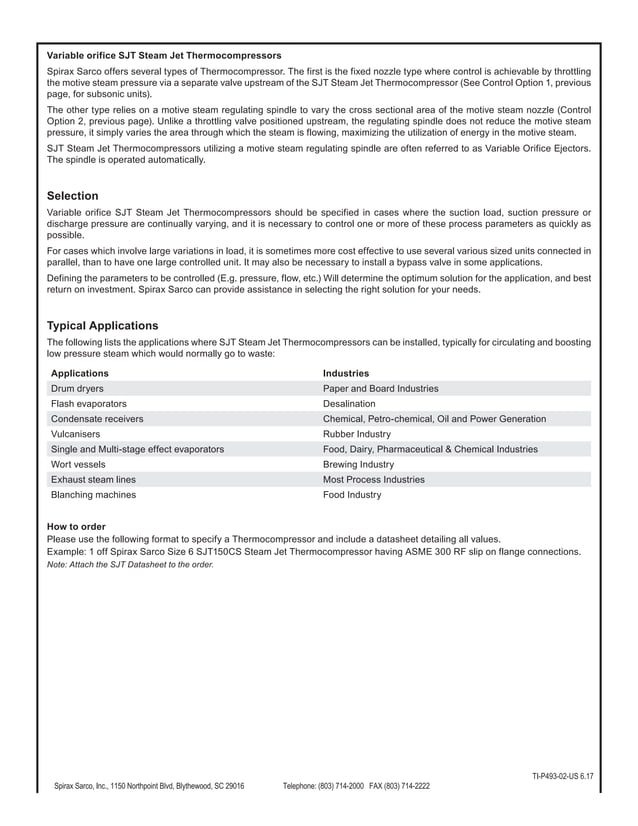 Steam Thermocompressor Technical Information | PDF