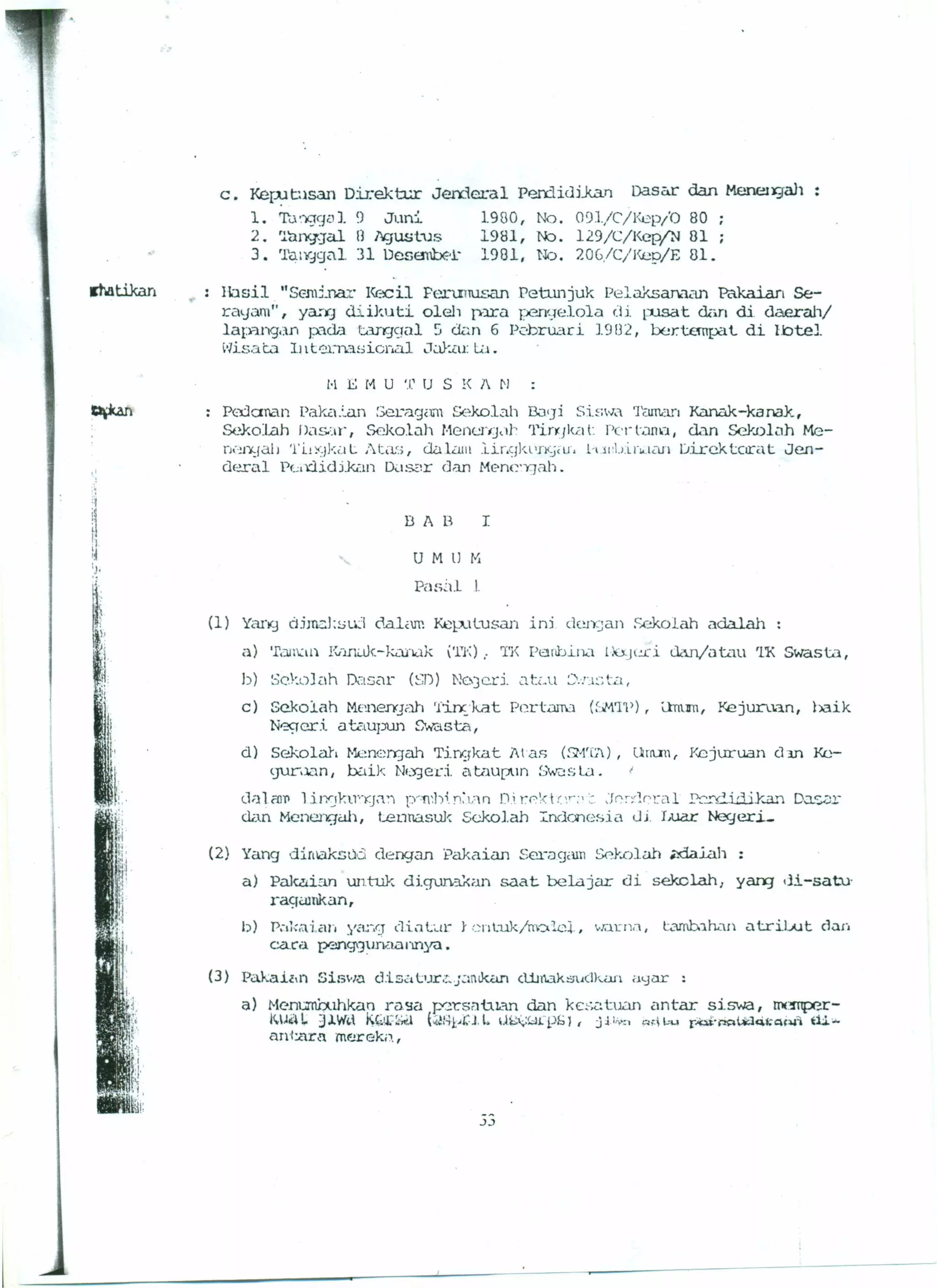 SK Pelarangan Jilbab di Masa Orde Baru | PDF