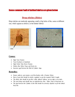 Faults in the Knitted Fabrics | DOCX