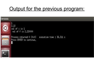 scanf function in c, variations in conversion specifier | PPT