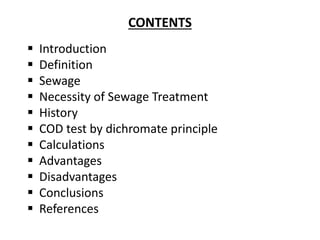 sewage determination by COD method | PPTX