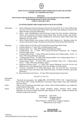 Sk. bendahara pnbp 2013 | PDF