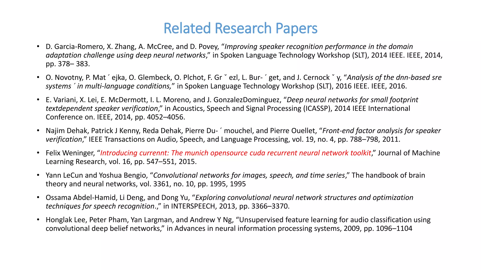 Deep Learning - Speaker Verification, Sound Event Detection | PPTX