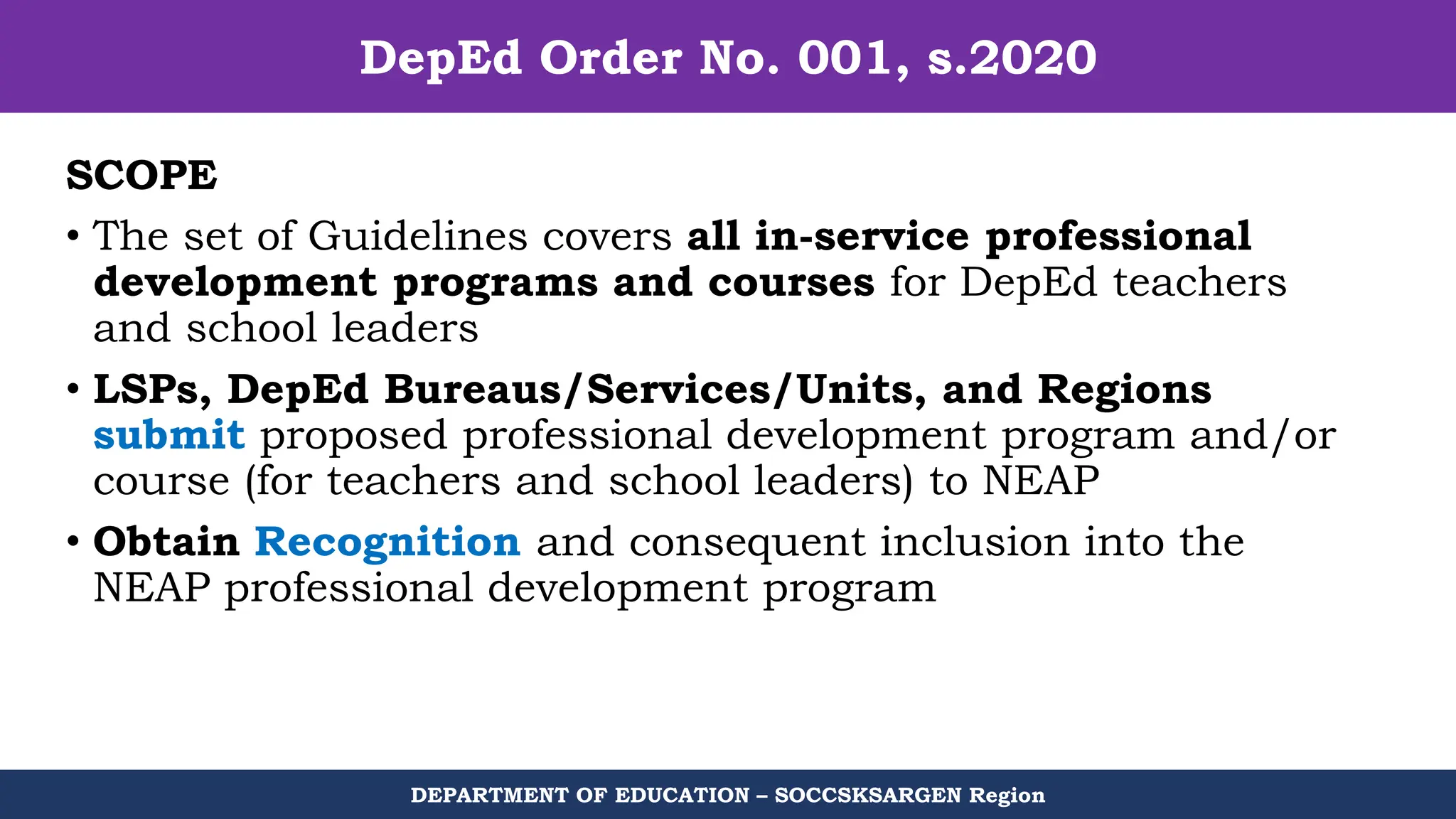 DepEd-NEAP Deped Order 001, series of 2021 | PPTX