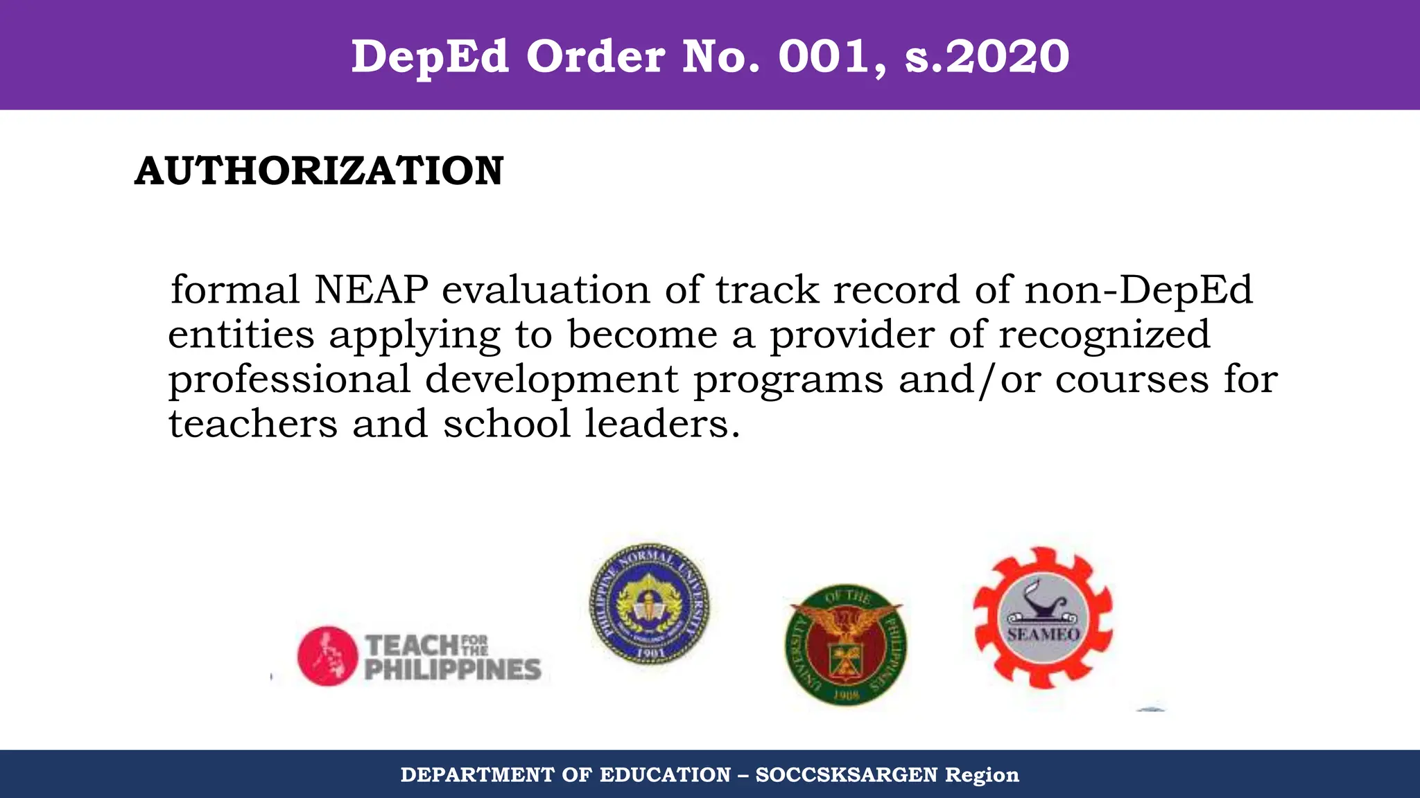 DepEd-NEAP Deped Order 001, series of 2021 | PPTX