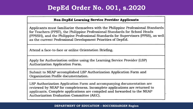 DepEd-NEAP Deped Order 001, series of 2021 | PPTX