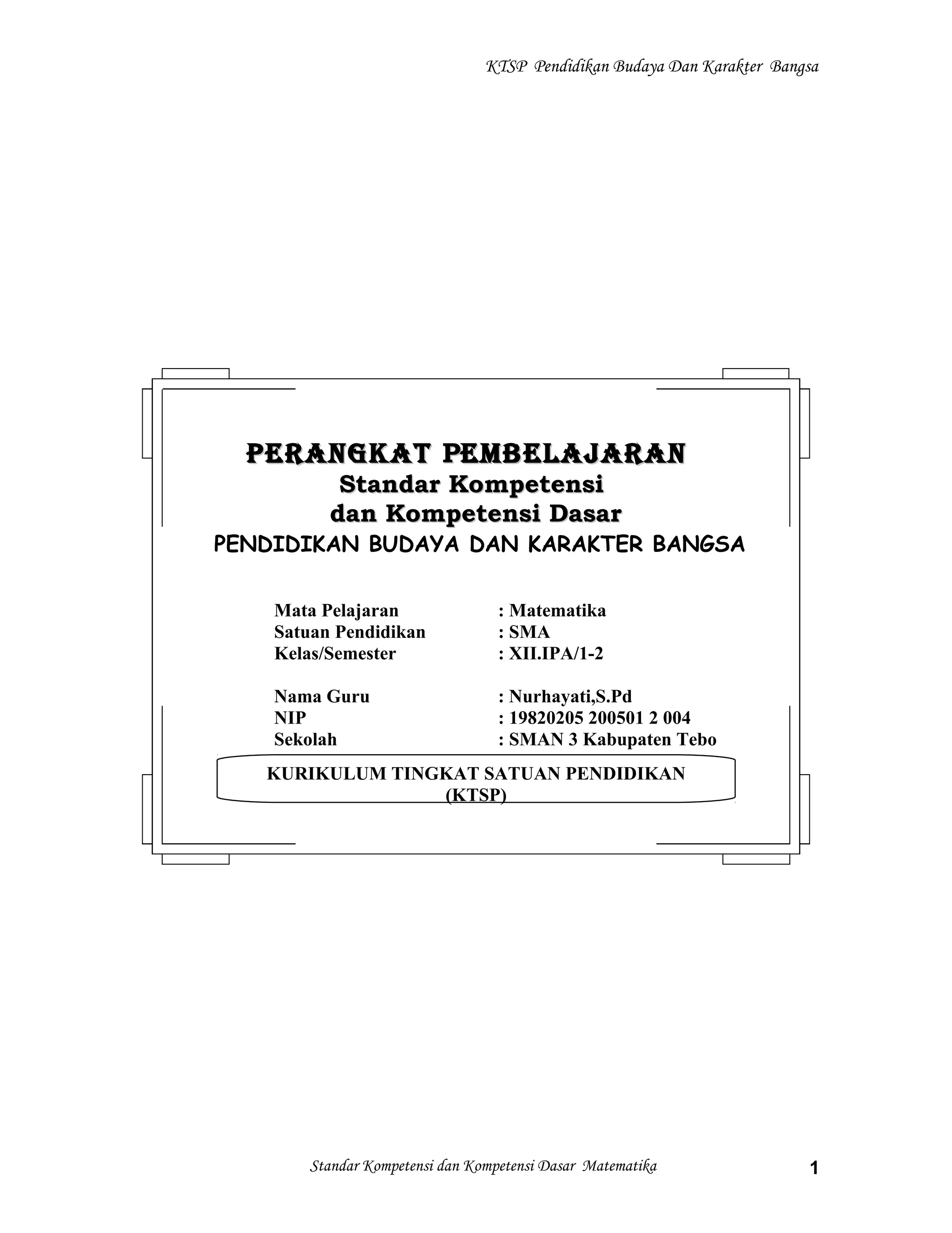 Sk kd-matematika-kelas-xii-ipa nurhayati sma 3 | DOC