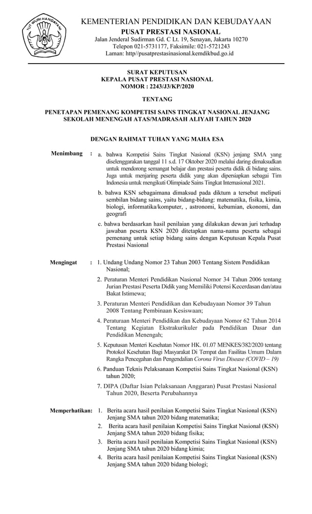 Sk pemenang-ksn-2020 | PDF