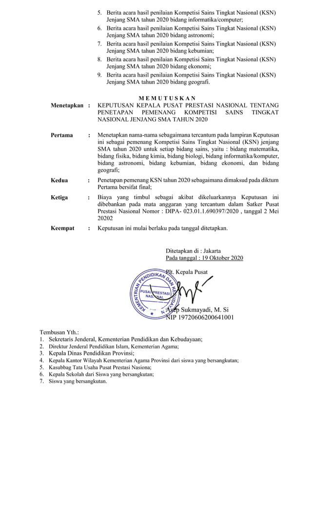 Sk pemenang-ksn-2020 | PDF