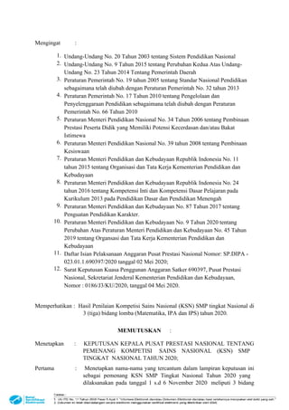 Sk pemenang-ksn-smp-tingkat-nasional-tahun-2020 | PDF