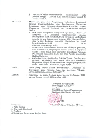 SK Rektor tentang Penghargaan Mahasiswa Berprestasi Tahun 2017 | PDF