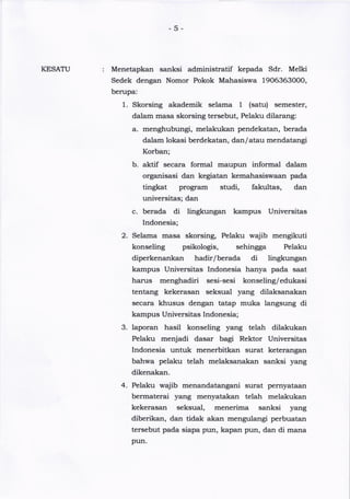 SK 2024 NO 49 Tentang Penetapan Sanksi Administratif Terhadap Pelaku Kekerasan Seksual Atas nama ...