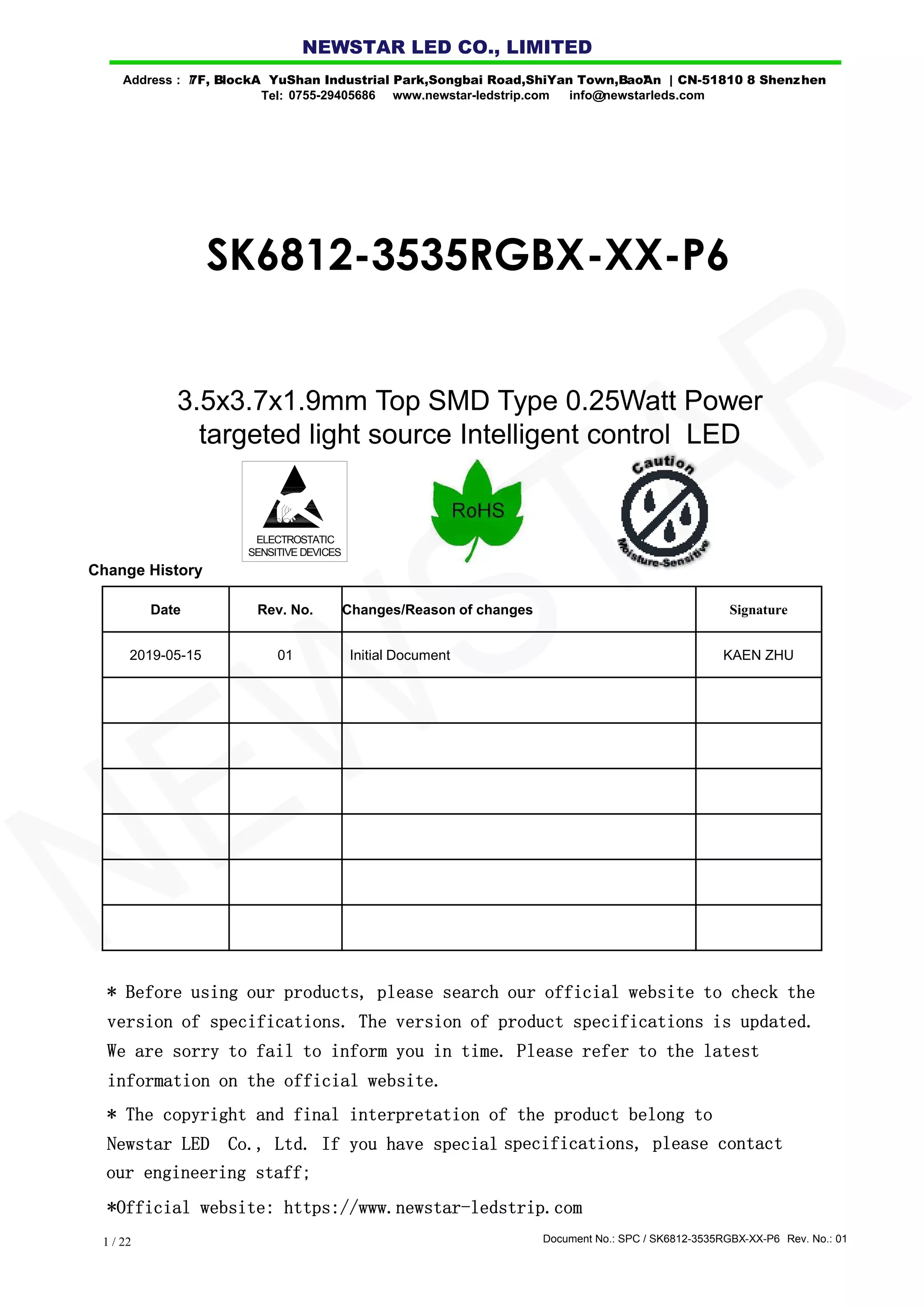 Sk6812 3535 rgbw mini led chip | PDF