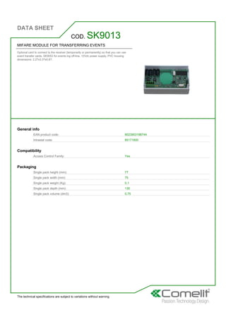 Comelit SK9013 Data Sheet | PDF | Computing | Technology & Computing
