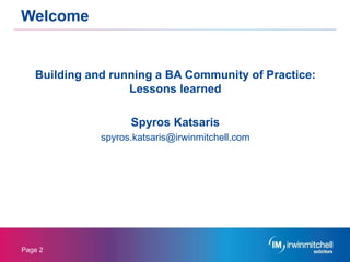 Building and running a BA Community of Practice: Lessons learned | PPTX
