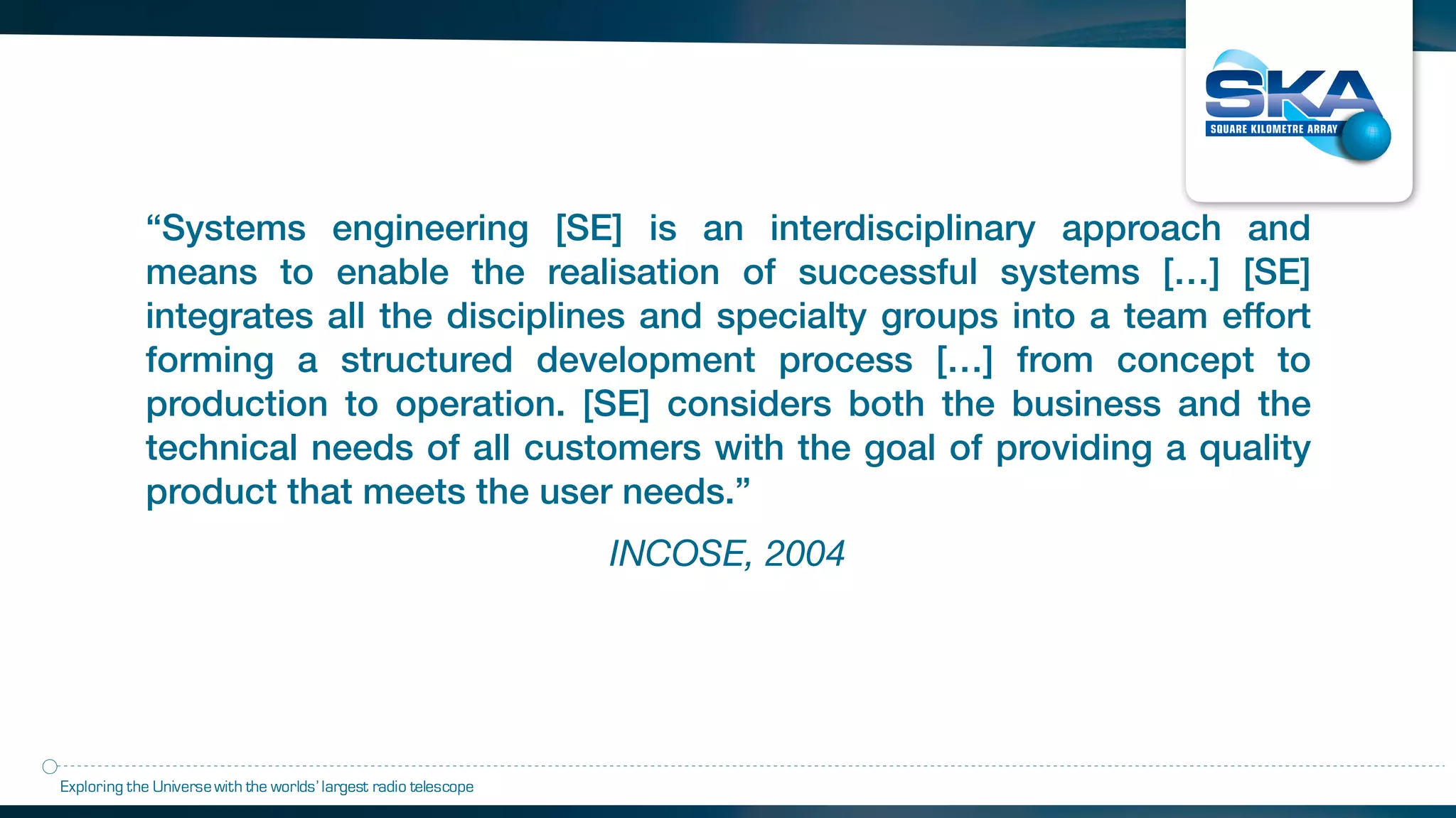Agile Systems Engineering & Agile at SKA Scale | PDF | Space and ...