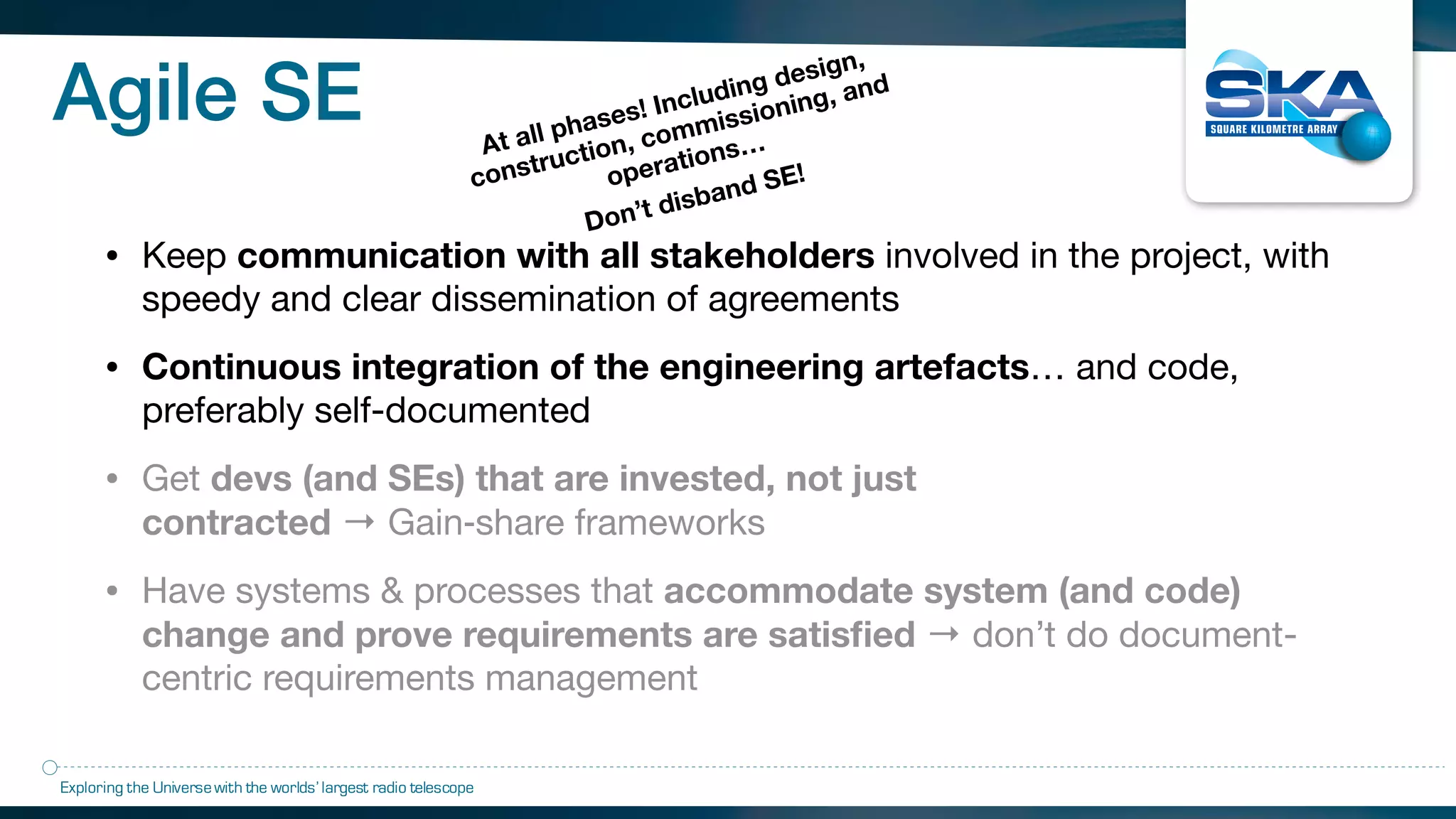 Agile Systems Engineering & Agile at SKA Scale | PDF | Space and Astronomy | Science
