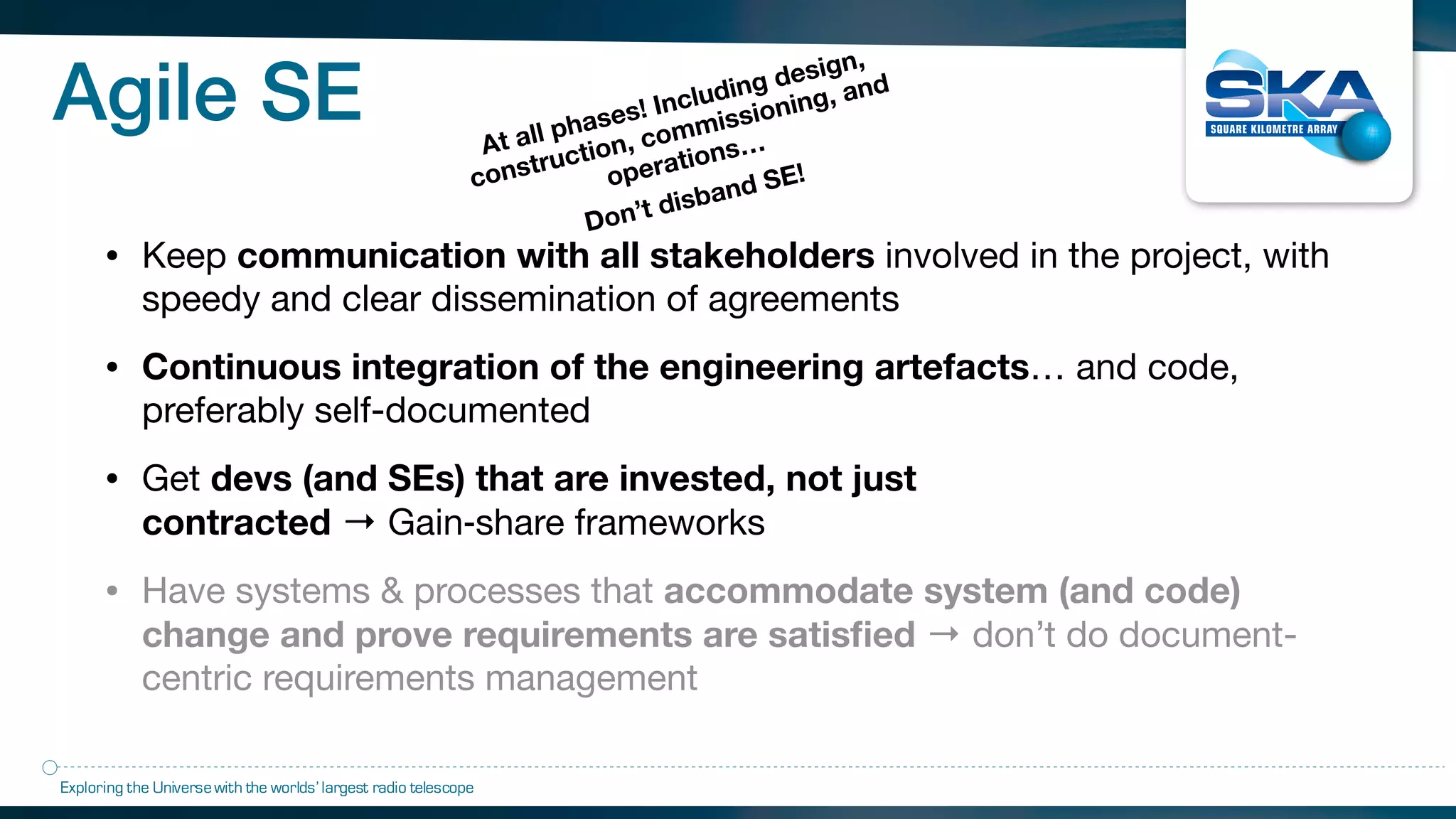 Agile Systems Engineering & Agile at SKA Scale | PDF | Space and ...