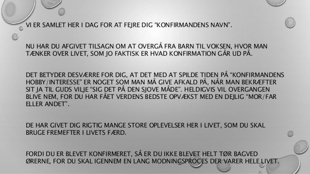 Skabelon til konfirmationstale