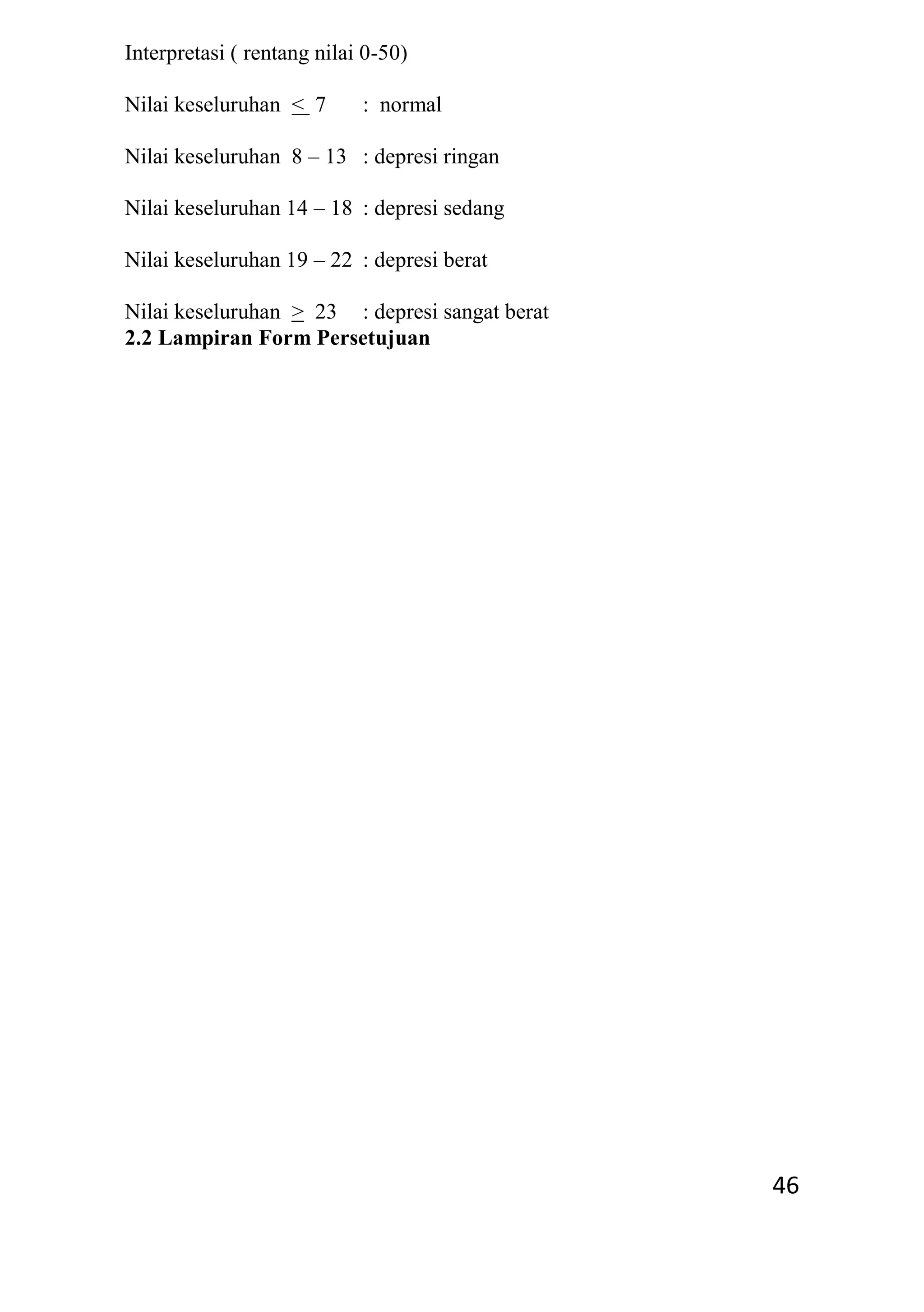 Skala nilai depresi dari hamilton 1 | PDF