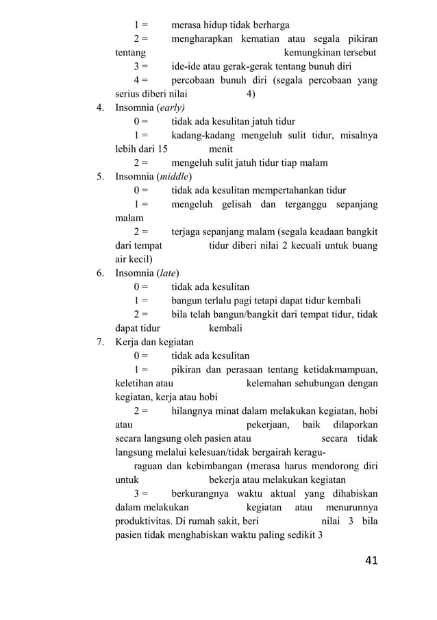Skala nilai depresi dari hamilton 1 | PDF