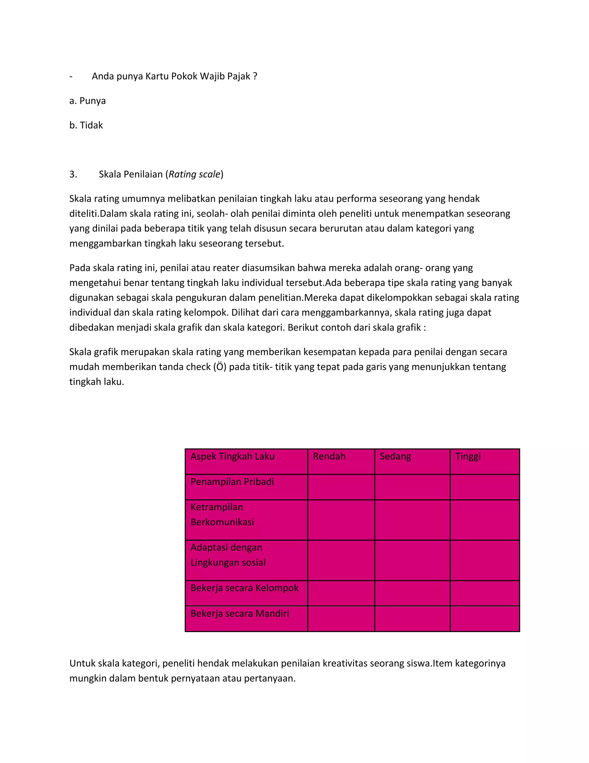 Skala pengukuran dalam penelitian | DOCX
