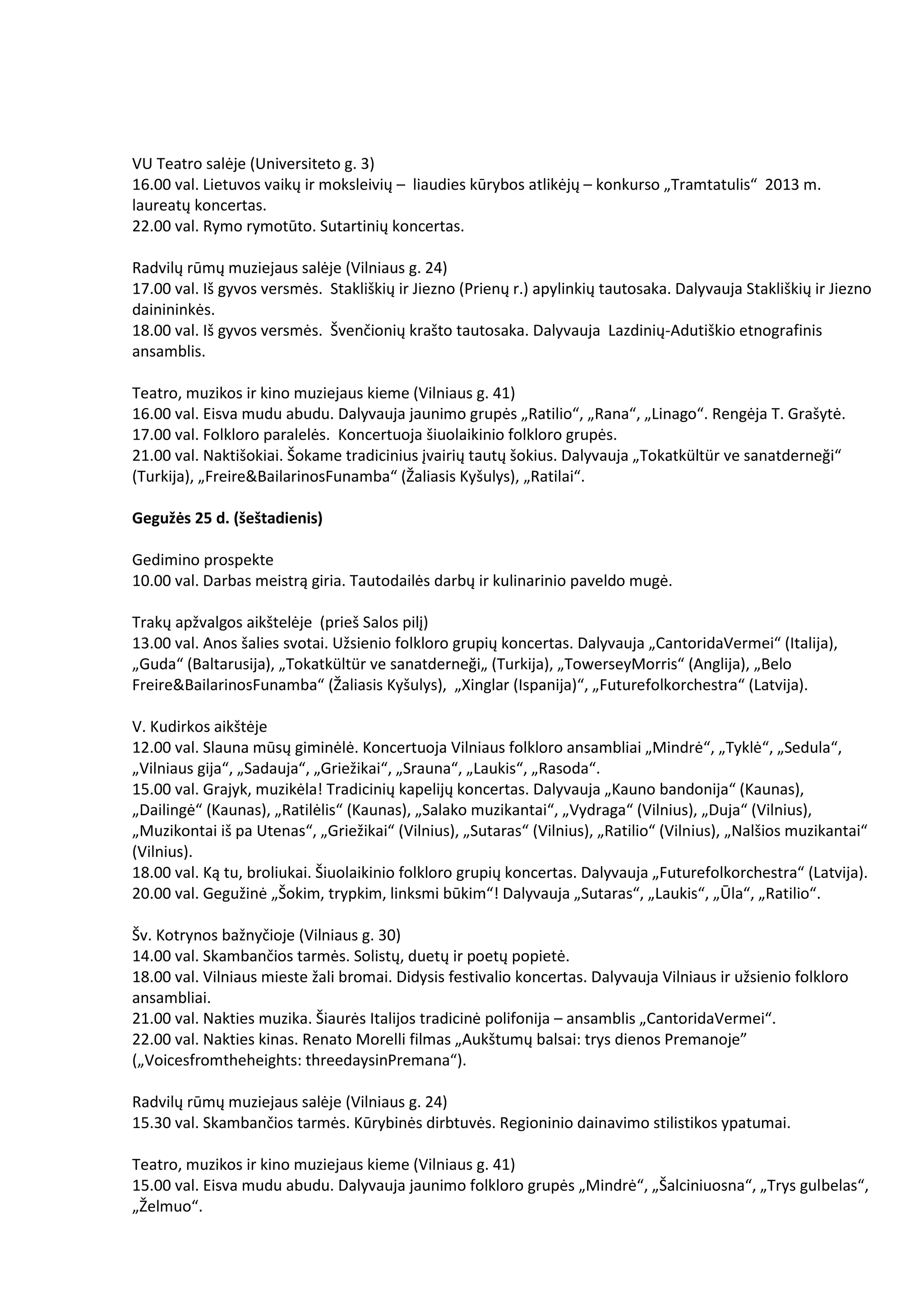 Festivalio "Skamba skamba kankliai" programa | DOCX