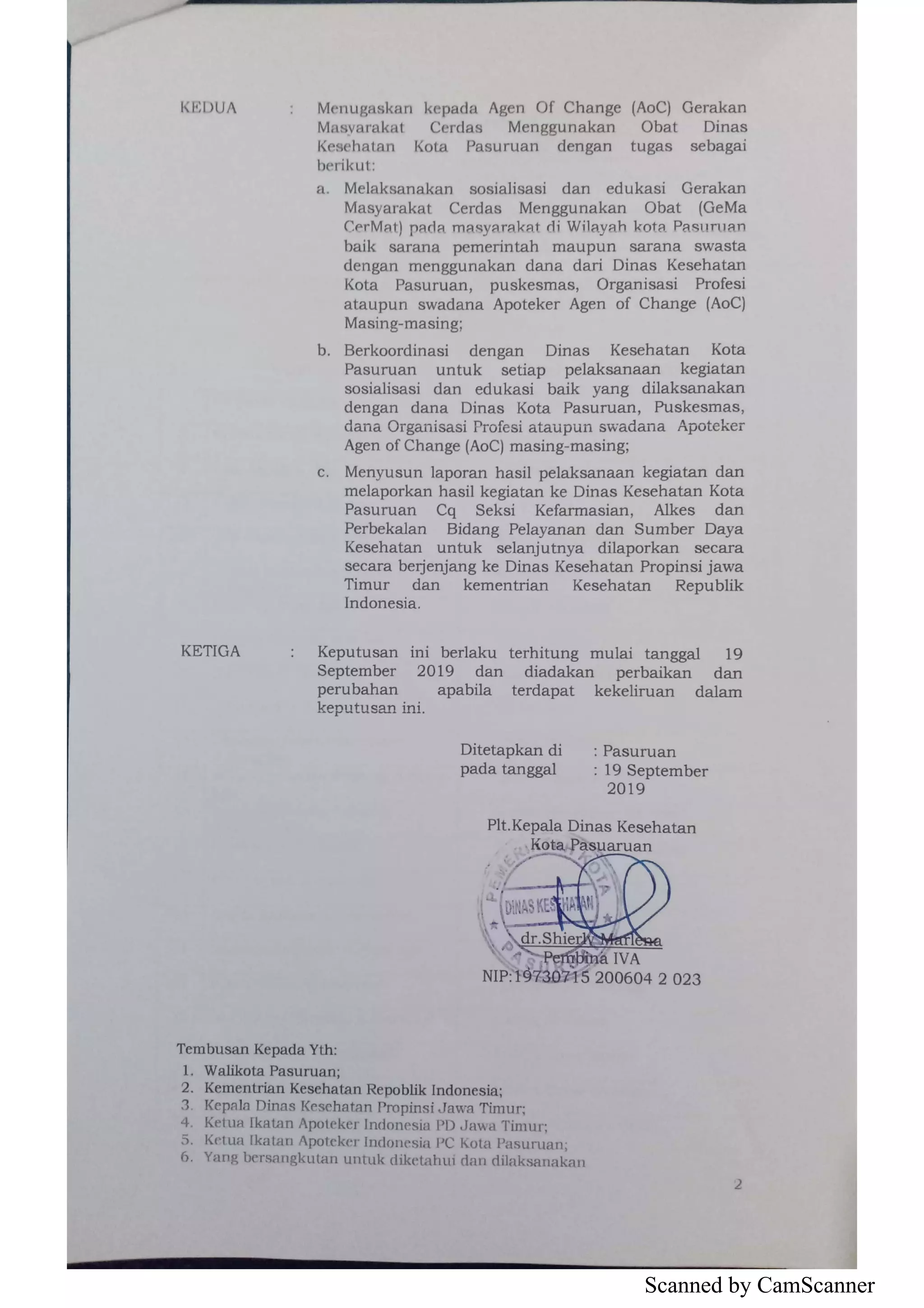 Sk ao c gema cermat kota pasuruan seksi farmalkes | PDF