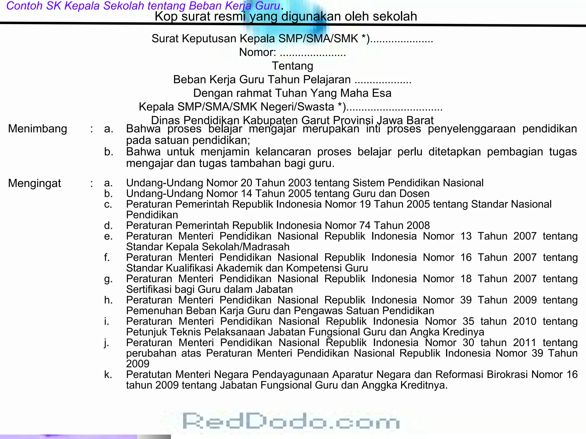 Sk beban kerja guru | PPT