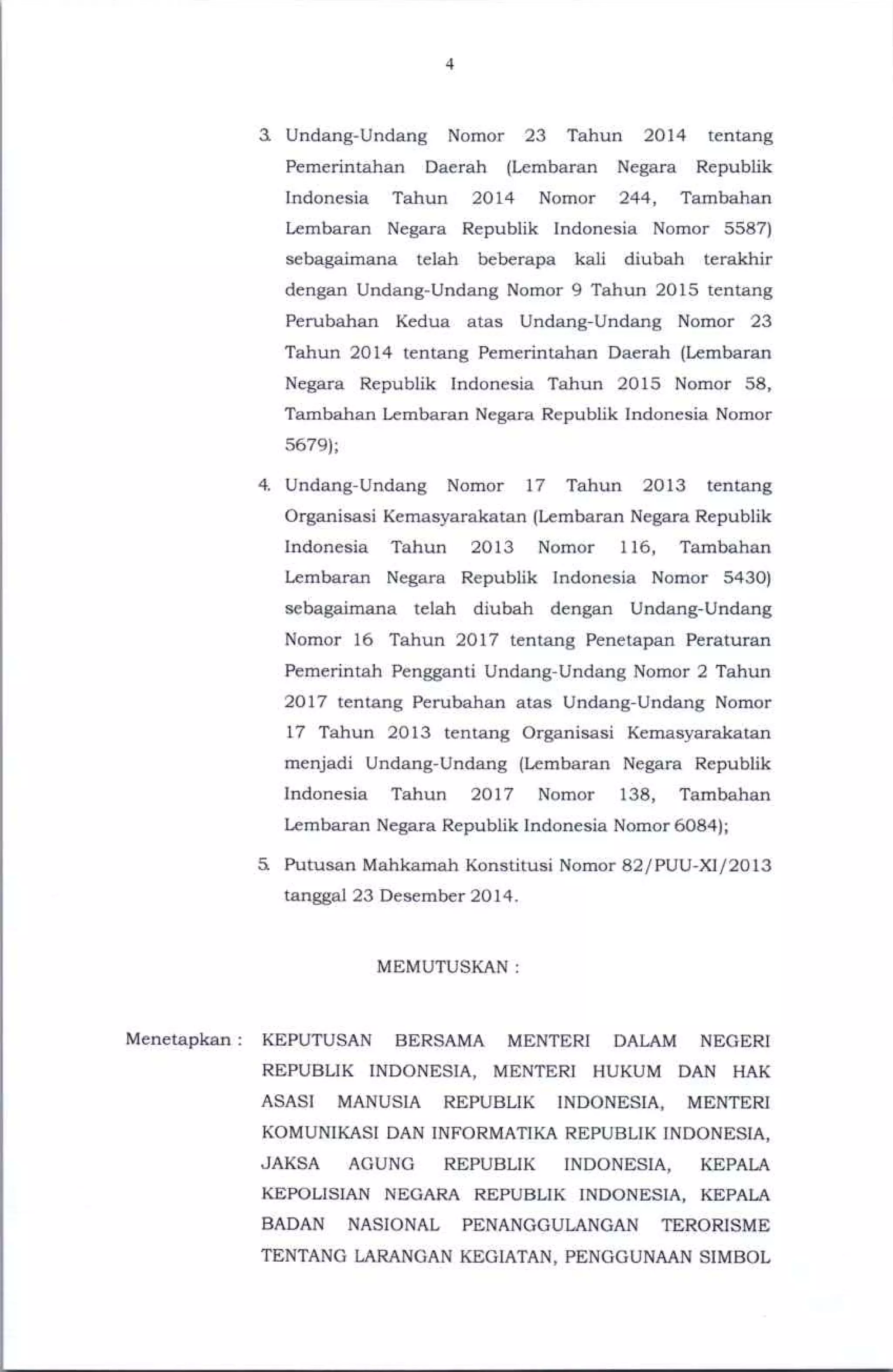 SKB soal Ormas FPI | PDF