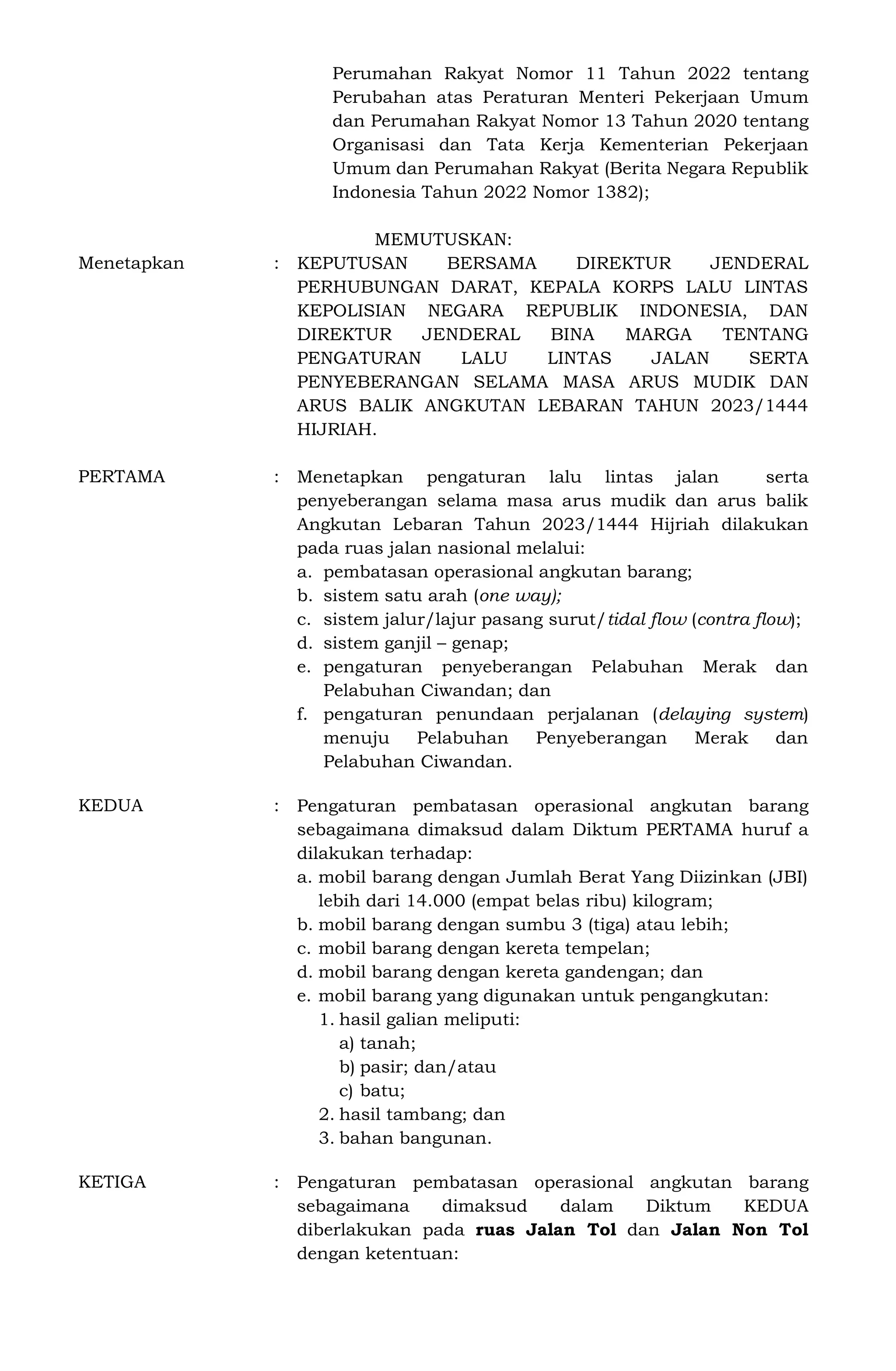 SKB Pengaturan Lalu Lintas Jalan | PDF