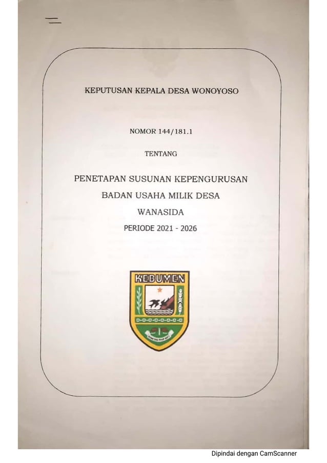 SURAT KEPUTUSAN KEPALA DESA TENTANG PENETAPAN SUSUNAN KEPENGURUSAN ...