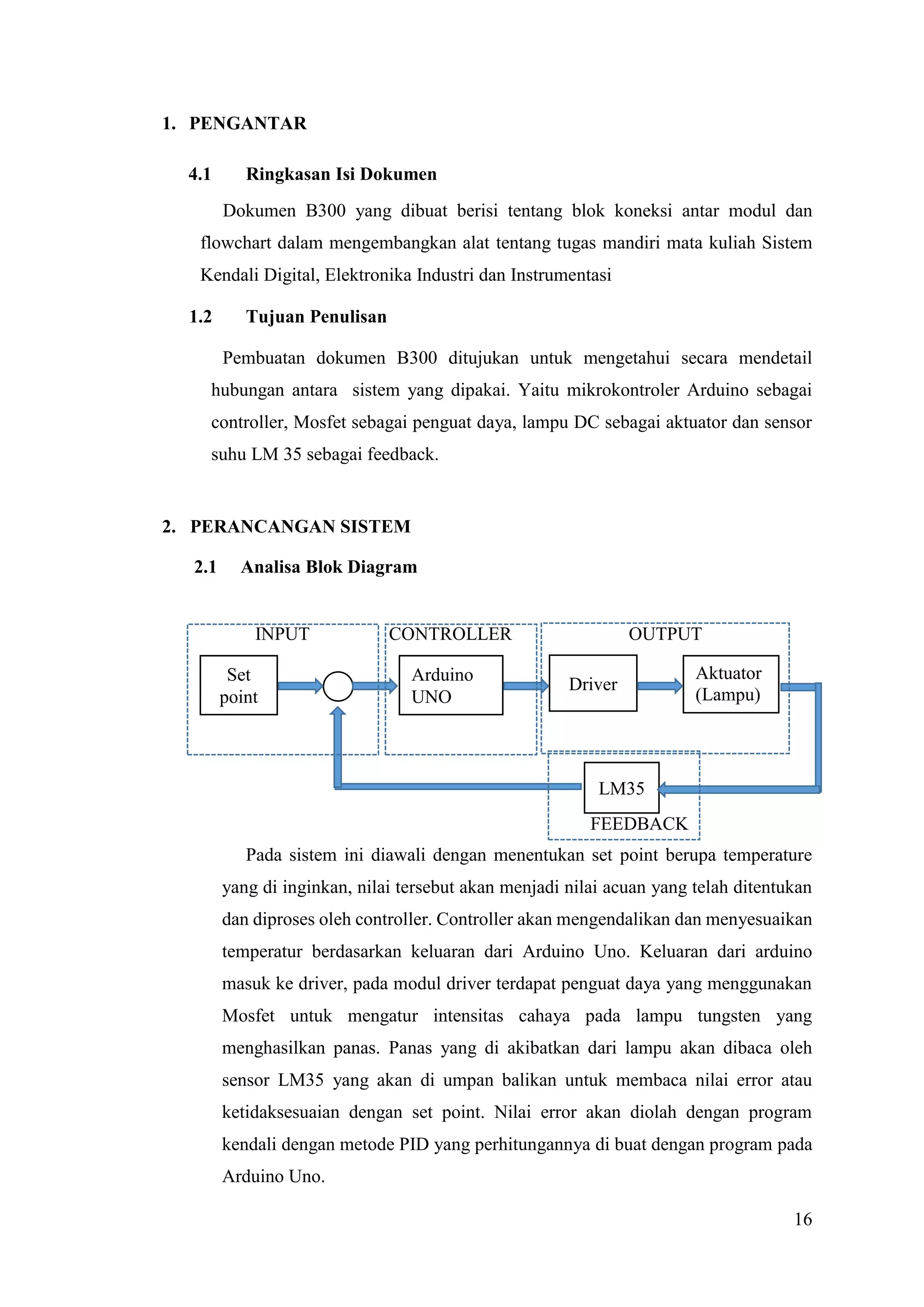 Sistem Kendali suhu dengan PID berbasis ARDUINO, MOSFET dan LM35 | PDF
