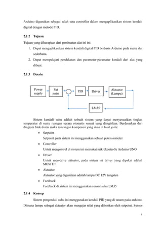Sistem Kendali suhu dengan PID berbasis ARDUINO, MOSFET dan LM35 | PDF