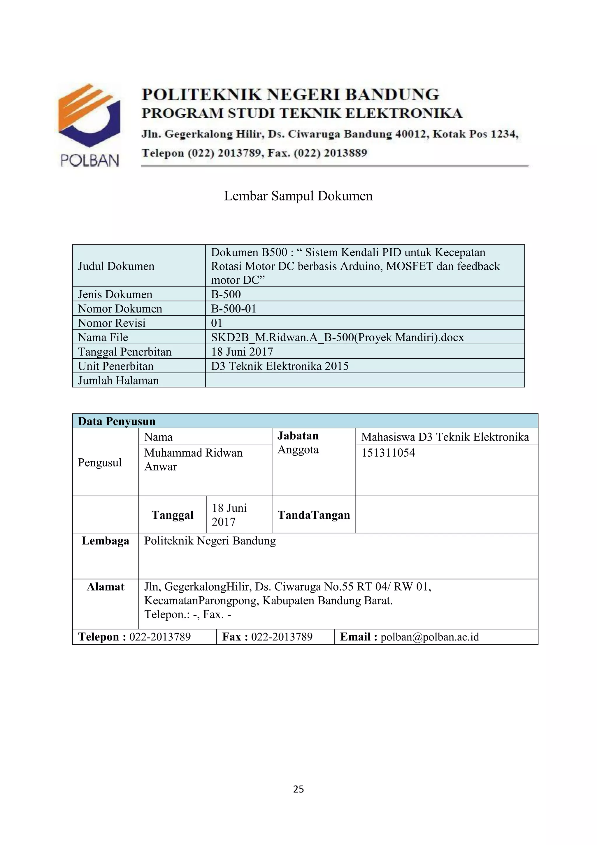 Sistem Kendali PID untuk kecepatan rotasi motor DC berbasis arduino ...