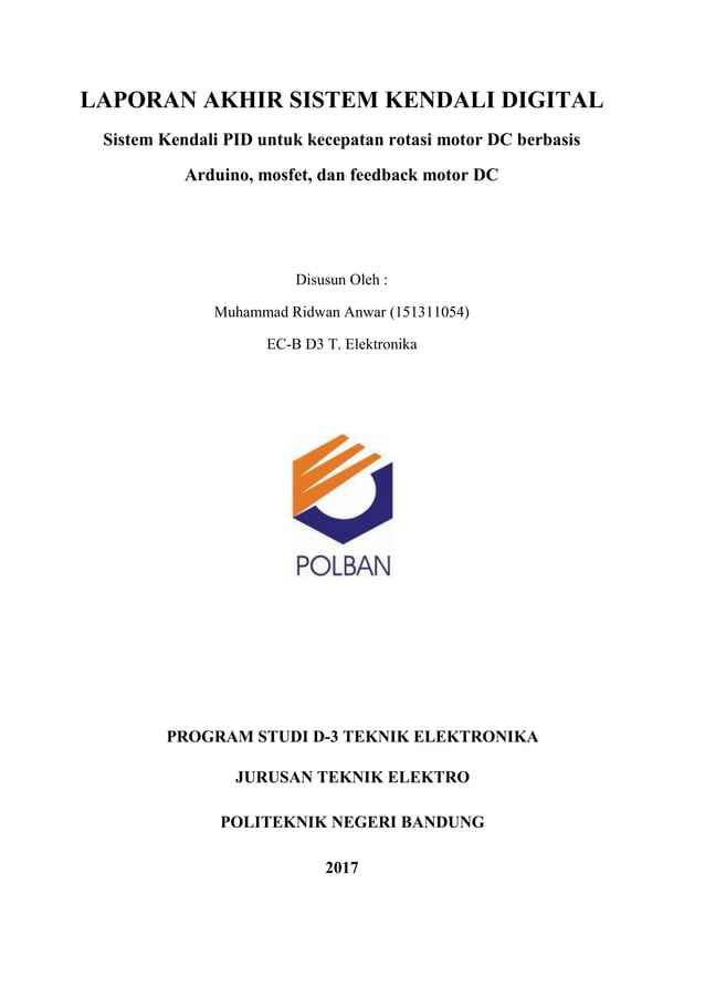 Sistem Kendali PID untuk kecepatan rotasi motor DC berbasis arduino ...