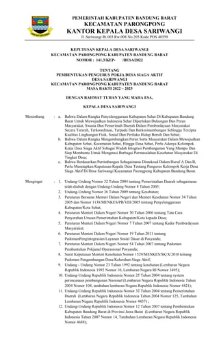 Contoh Format Surat Keputusan Siaga Aktif Desa | PDF