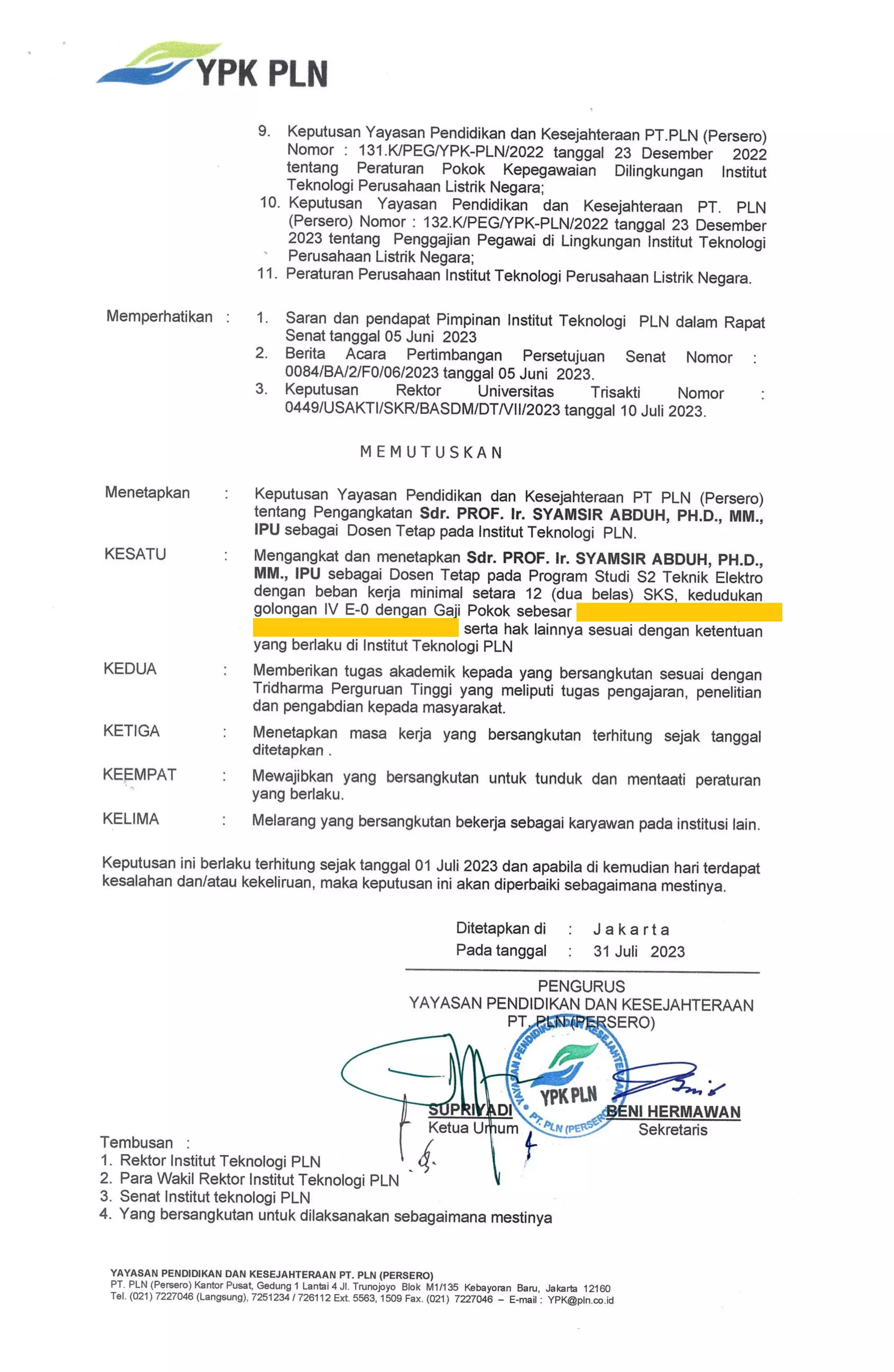 SK DOSEN TETAP INSTITUT TEKNOLOGI PLN - Syamsir Abduh.pdf