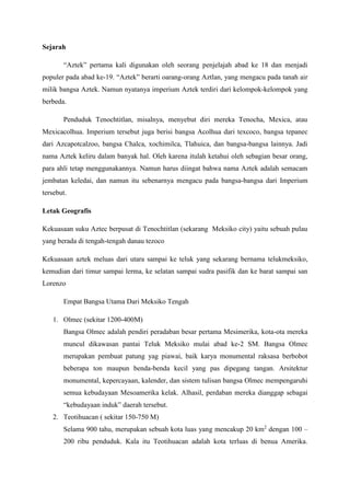 7 Unsur Kebudayaan Suku Aztek | PDF