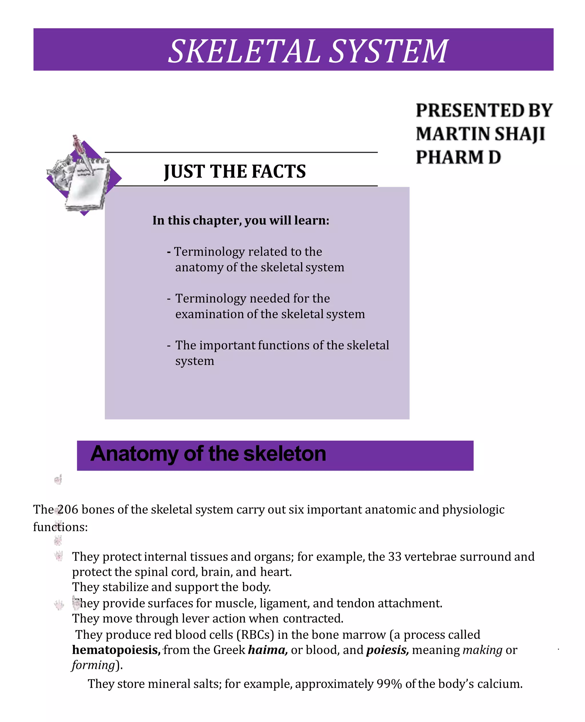 Skeletal system- a brief study | PPTX