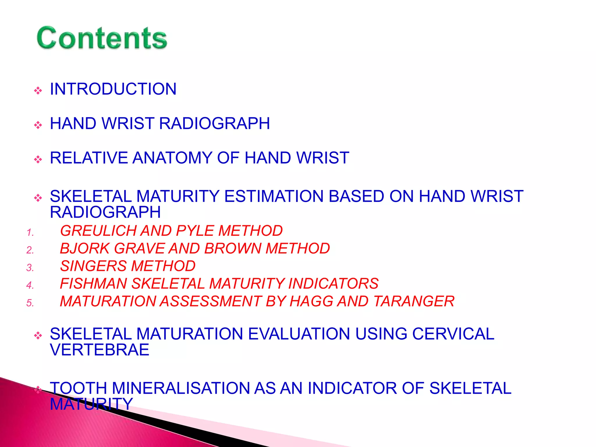 Skeletal maturity indicators | PPTX