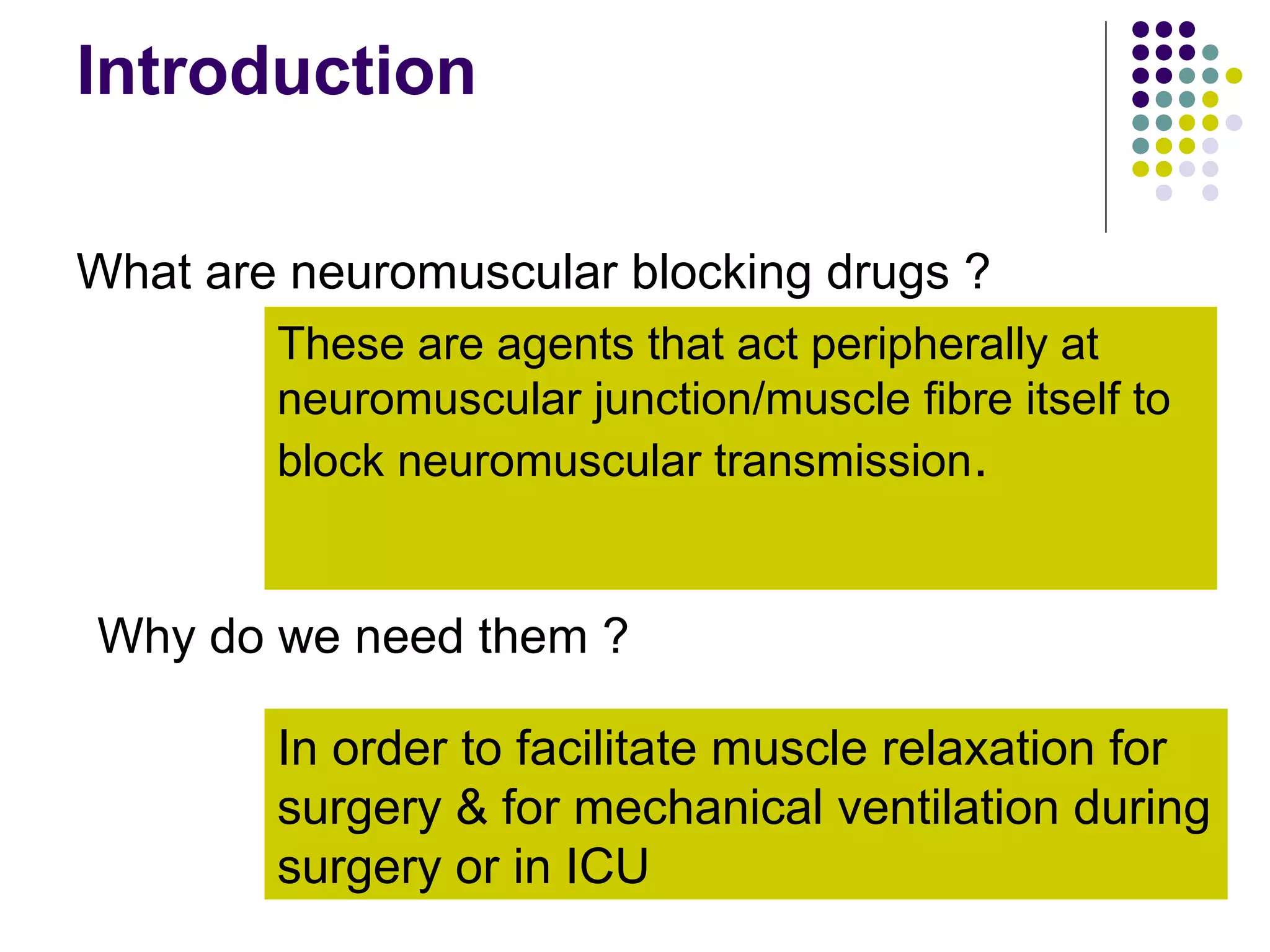 Skeletal muscle relaxants, Neuromuscular blocking agents, Neuromuscular ...