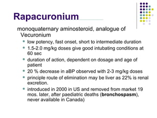 Skeletal muscle relaxants, Neuromuscular blocking agents, Neuromuscular ...
