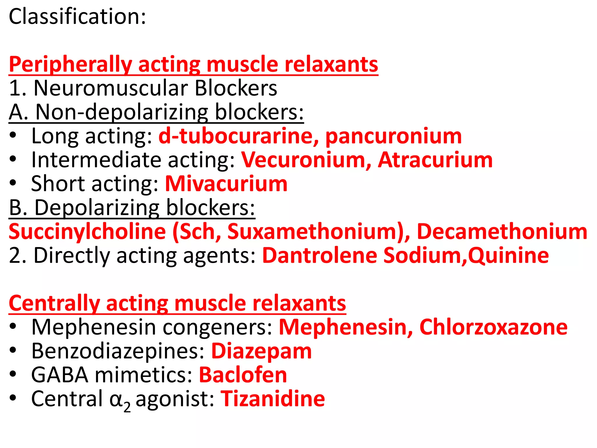 Skeletal muscle relaxants | PPTX | Chemistry | Science