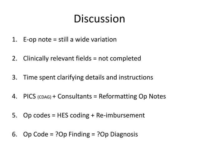 A Quality Improvement Project on Orthopaedic Operation Notes | PPT
