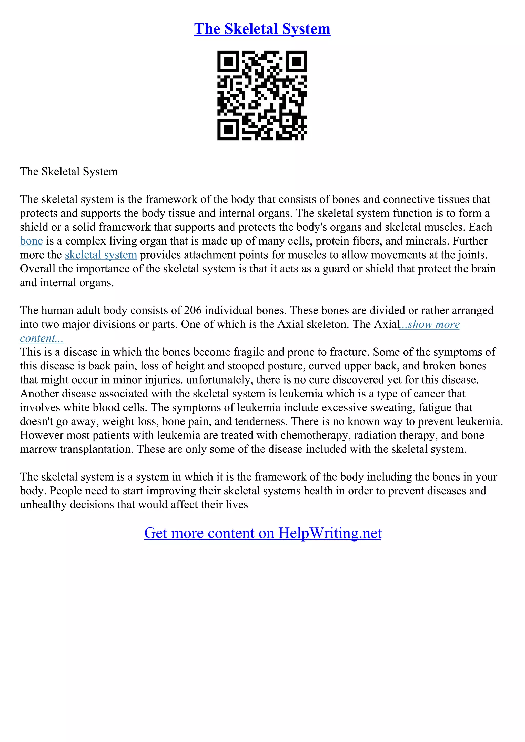 Skeletal System Essay | PDF