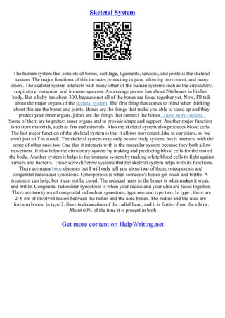 Skeletal System Essay | PDF