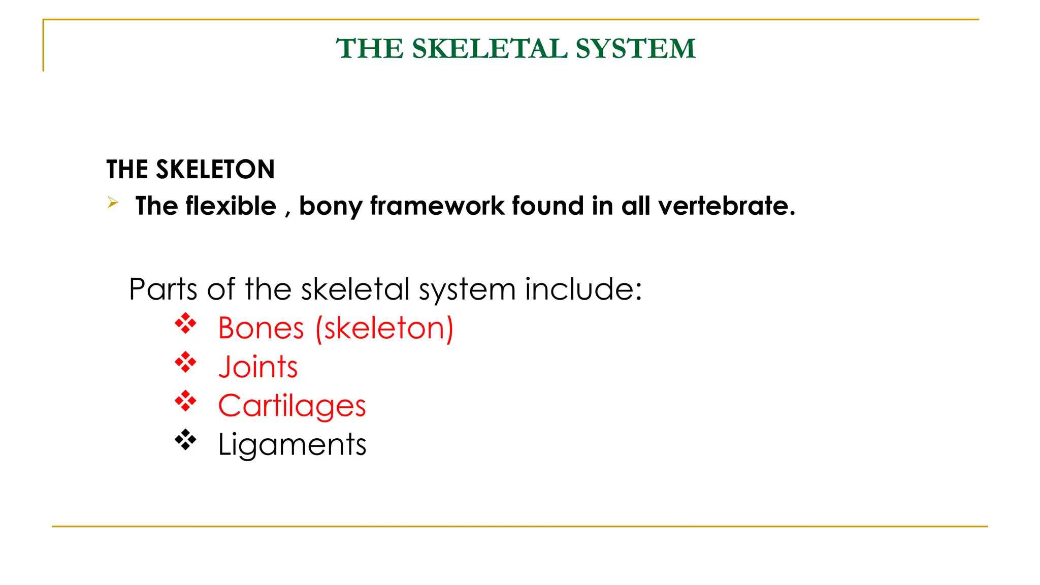 SKELETAL SYSTEM PRESENTATION.pptx by Daniel Kaiwe | PPTX