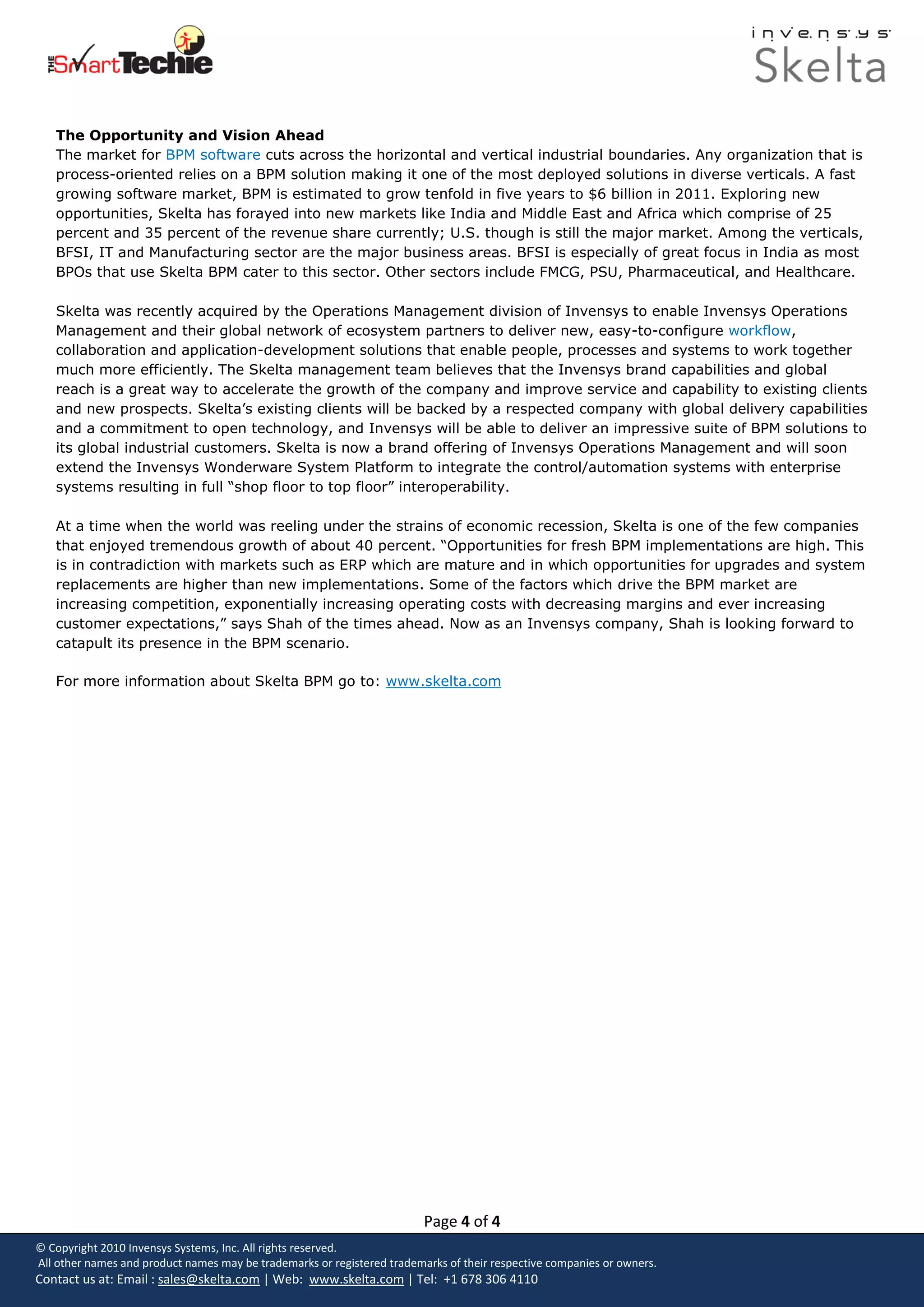 Skelta BPM Automating Enterprise-wide Processes | PDF