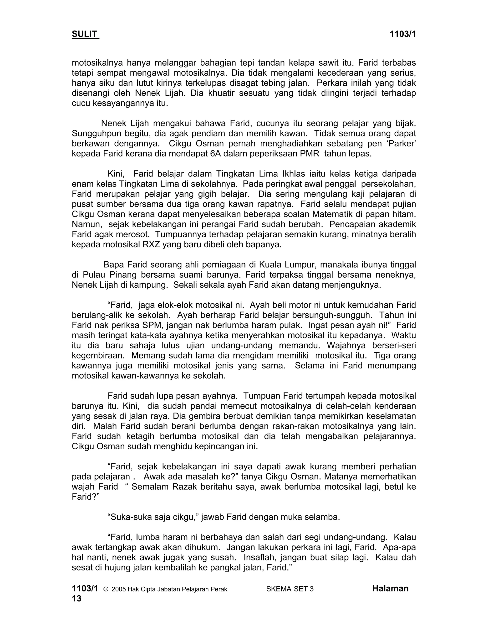 Skema Bm Kertas1 Set3 | PDF